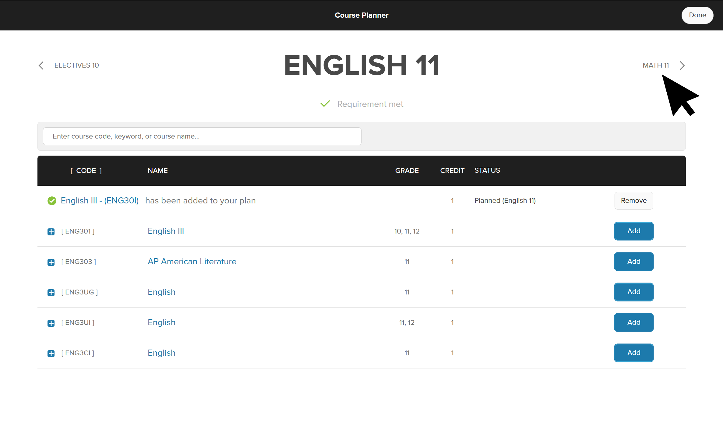 How high school students build a course plan