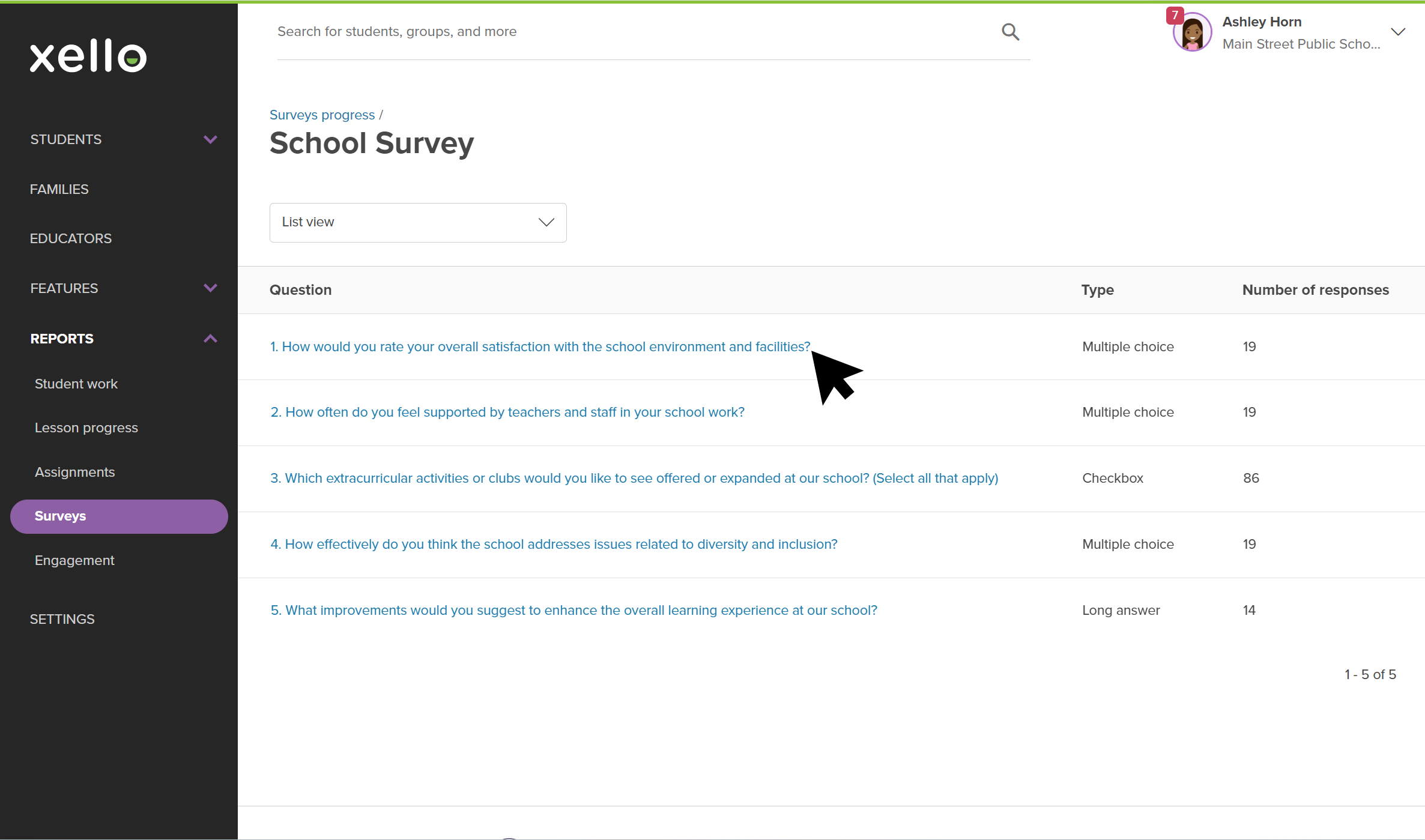 Run a report on surveys