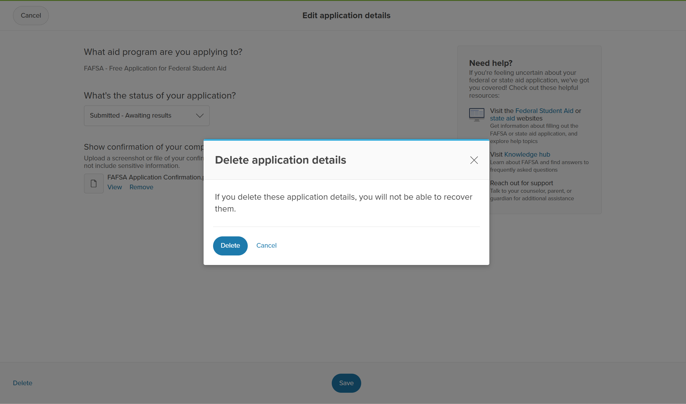 How students track FAFSA and state aid applications