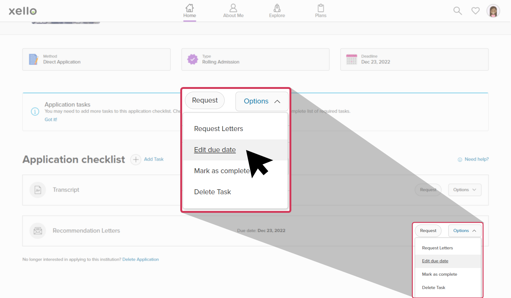 How students track a college application