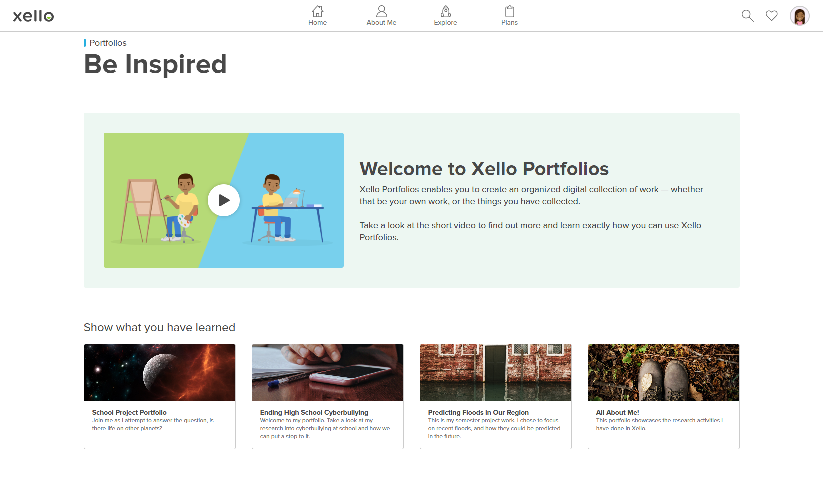 Students and Portfolios in Xello