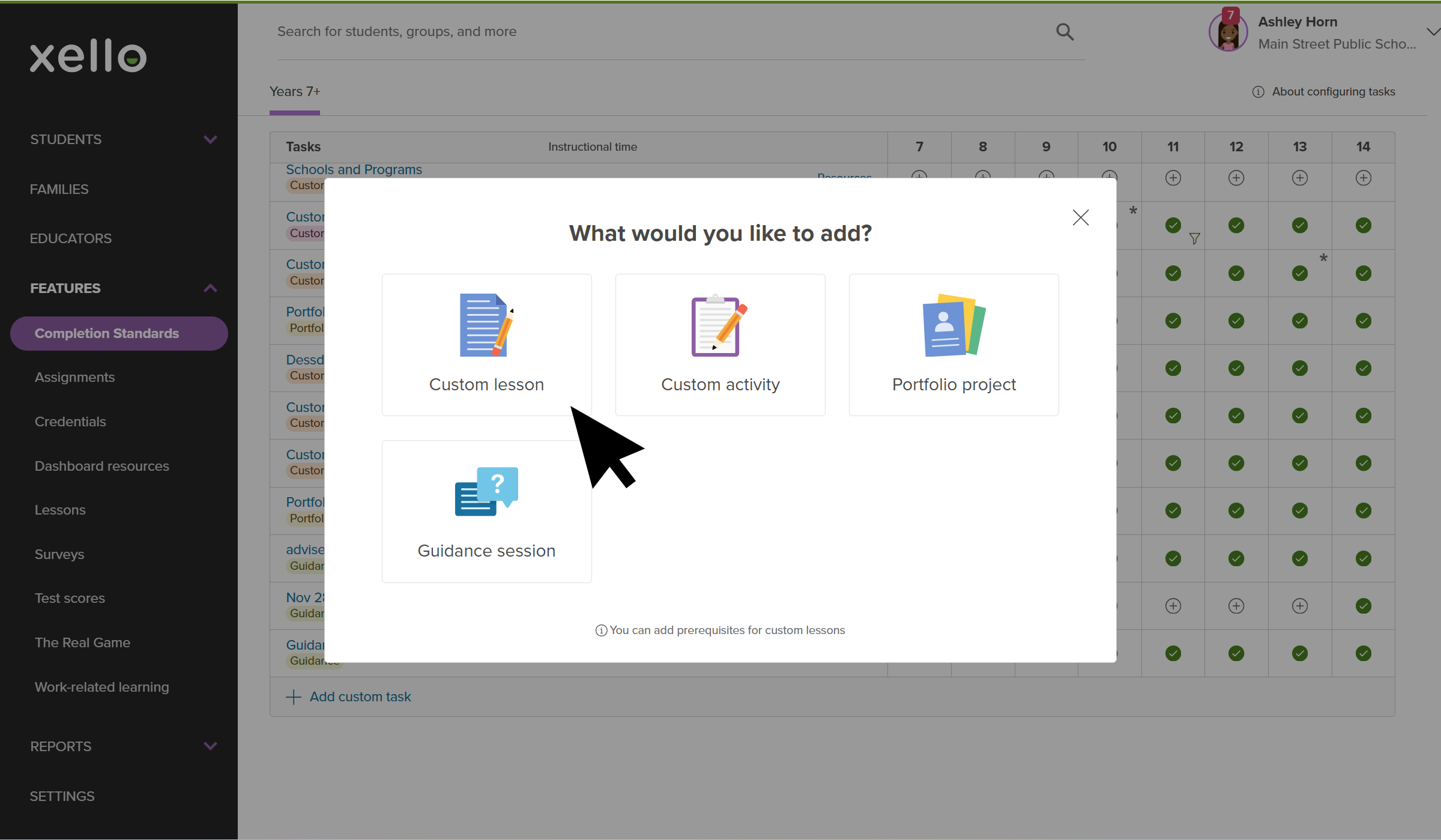 Create and edit a custom lesson