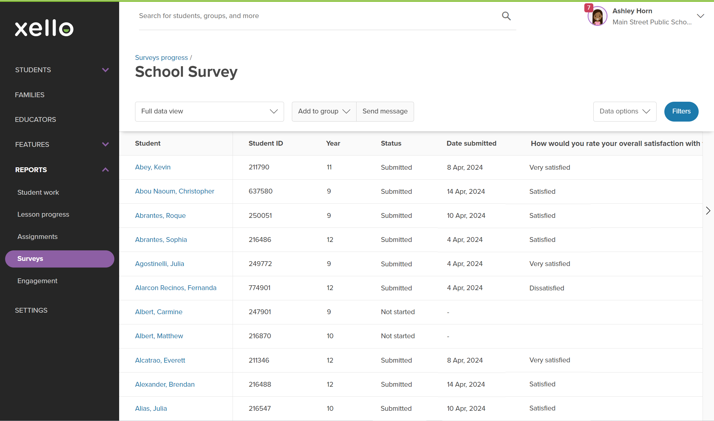 Run a report on surveys