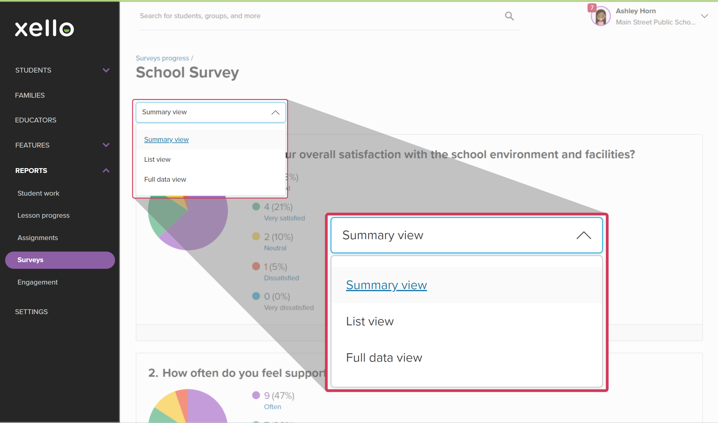 Run a report on surveys