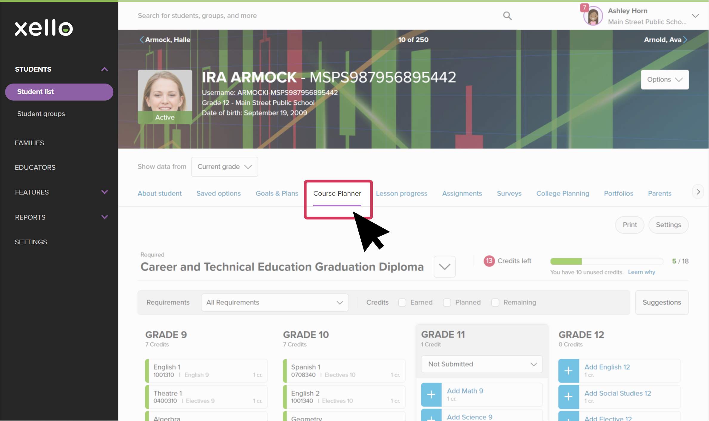 View student course plans