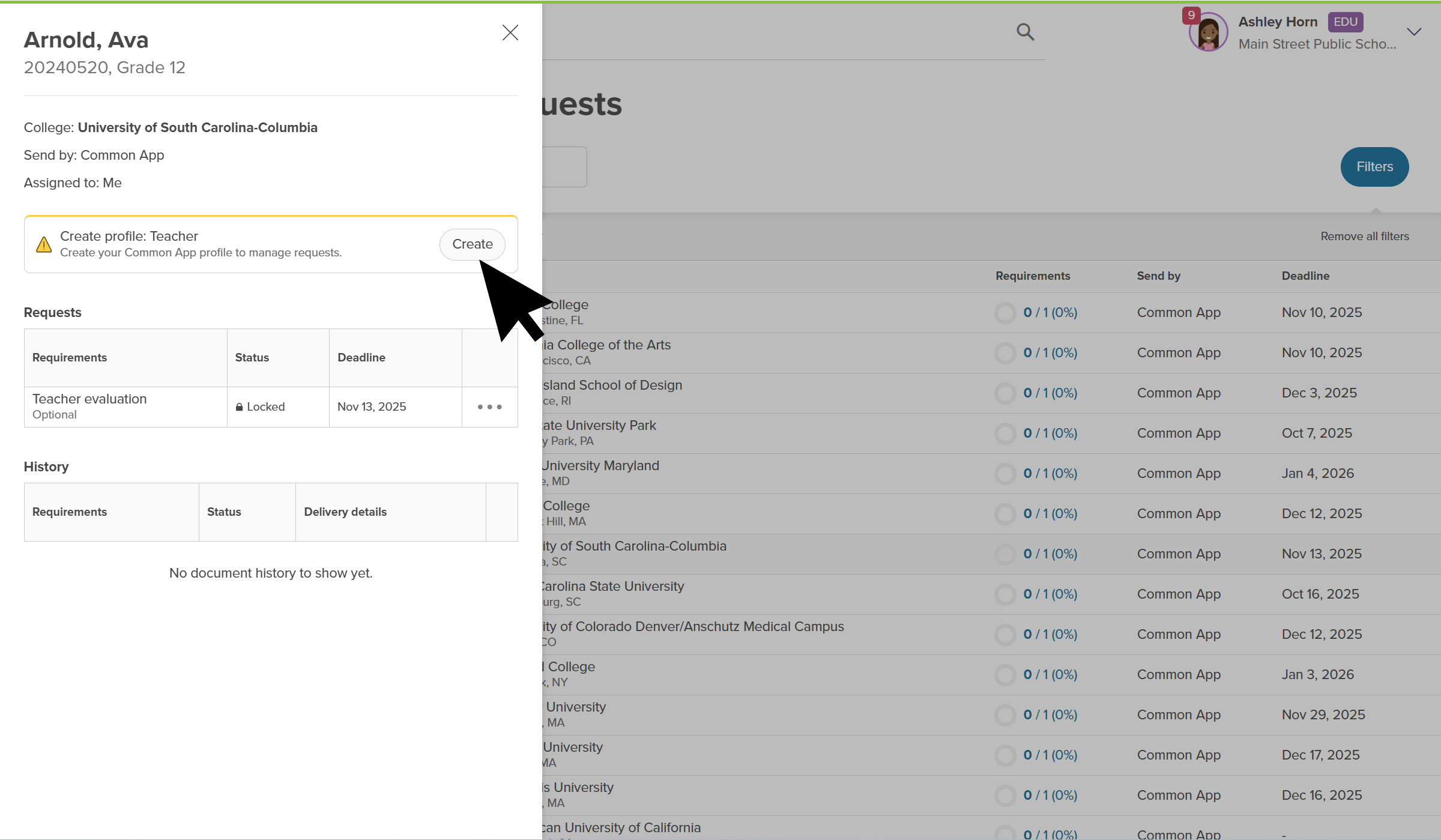 Set up a teacher profile for Common App