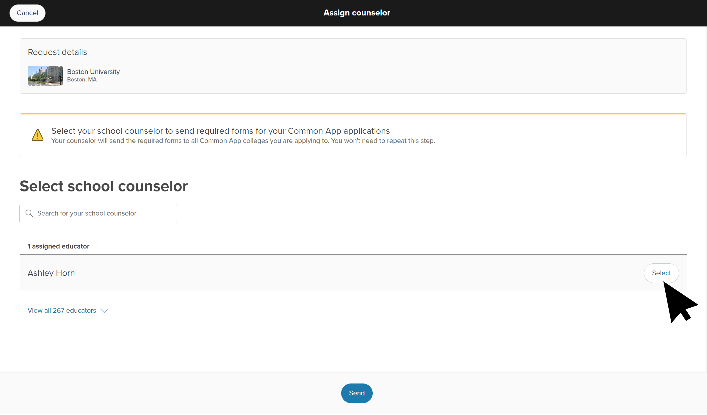 How students request documents for Common App