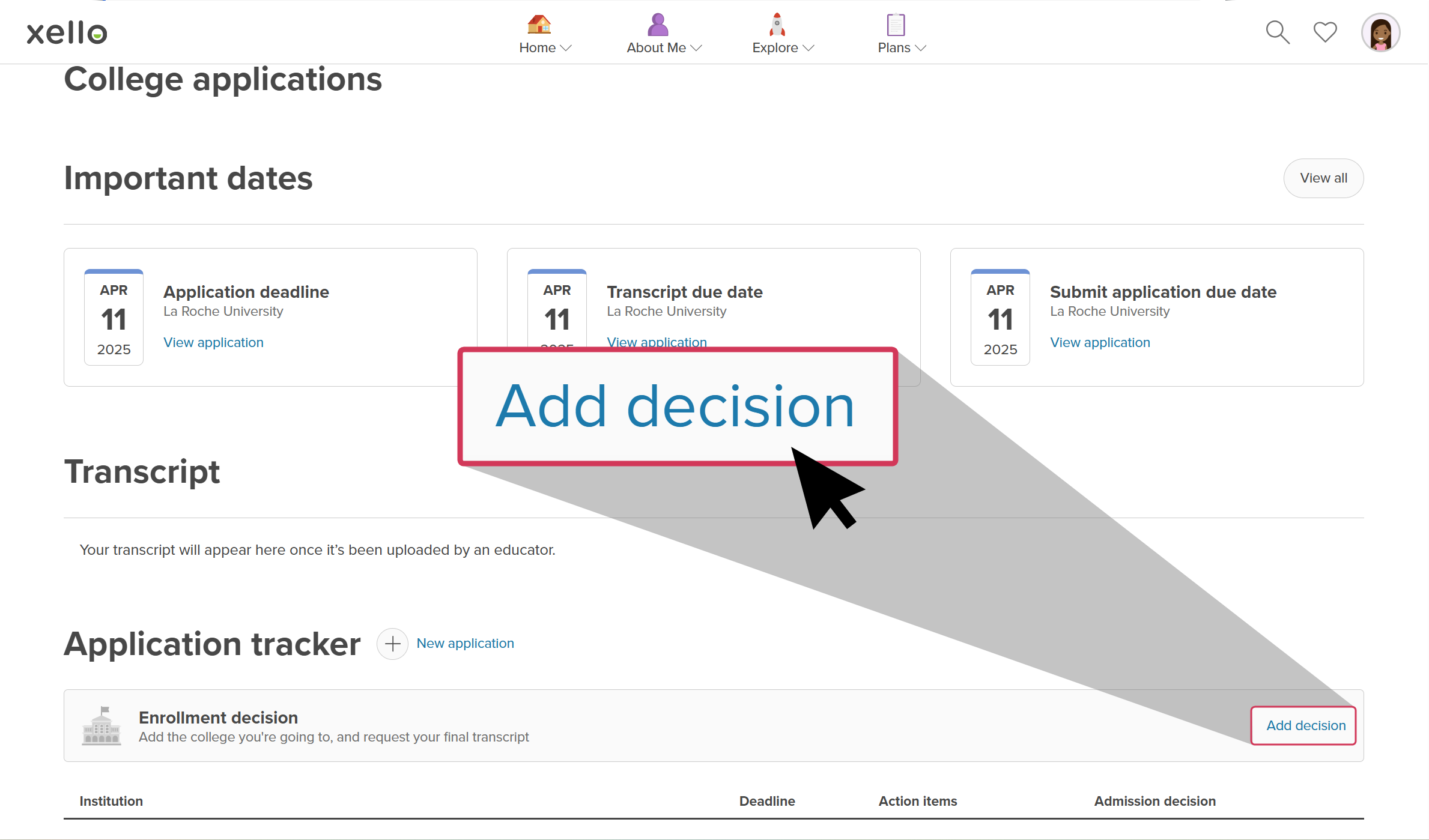 How students record their enrollment decision