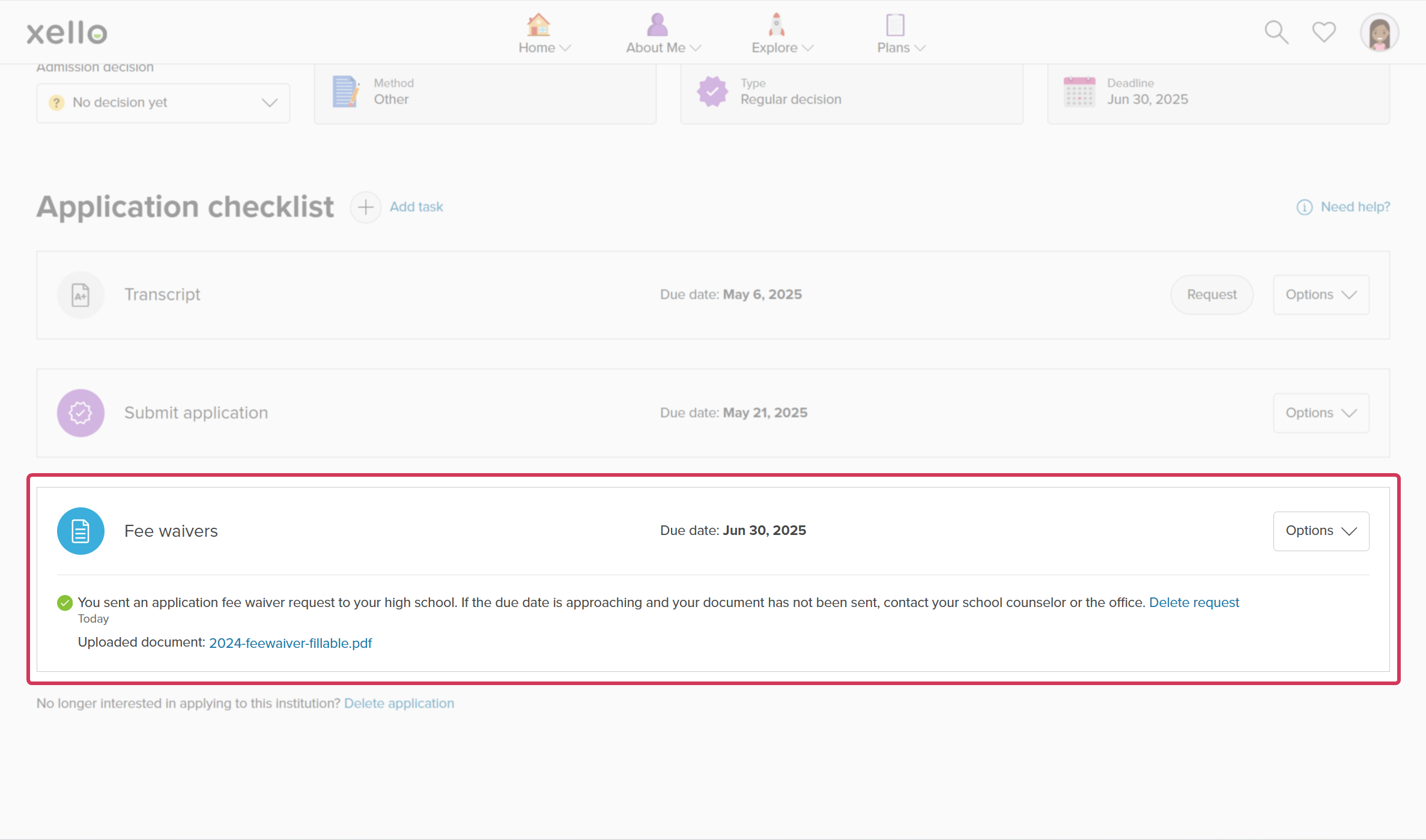 Fee waivers in Xello