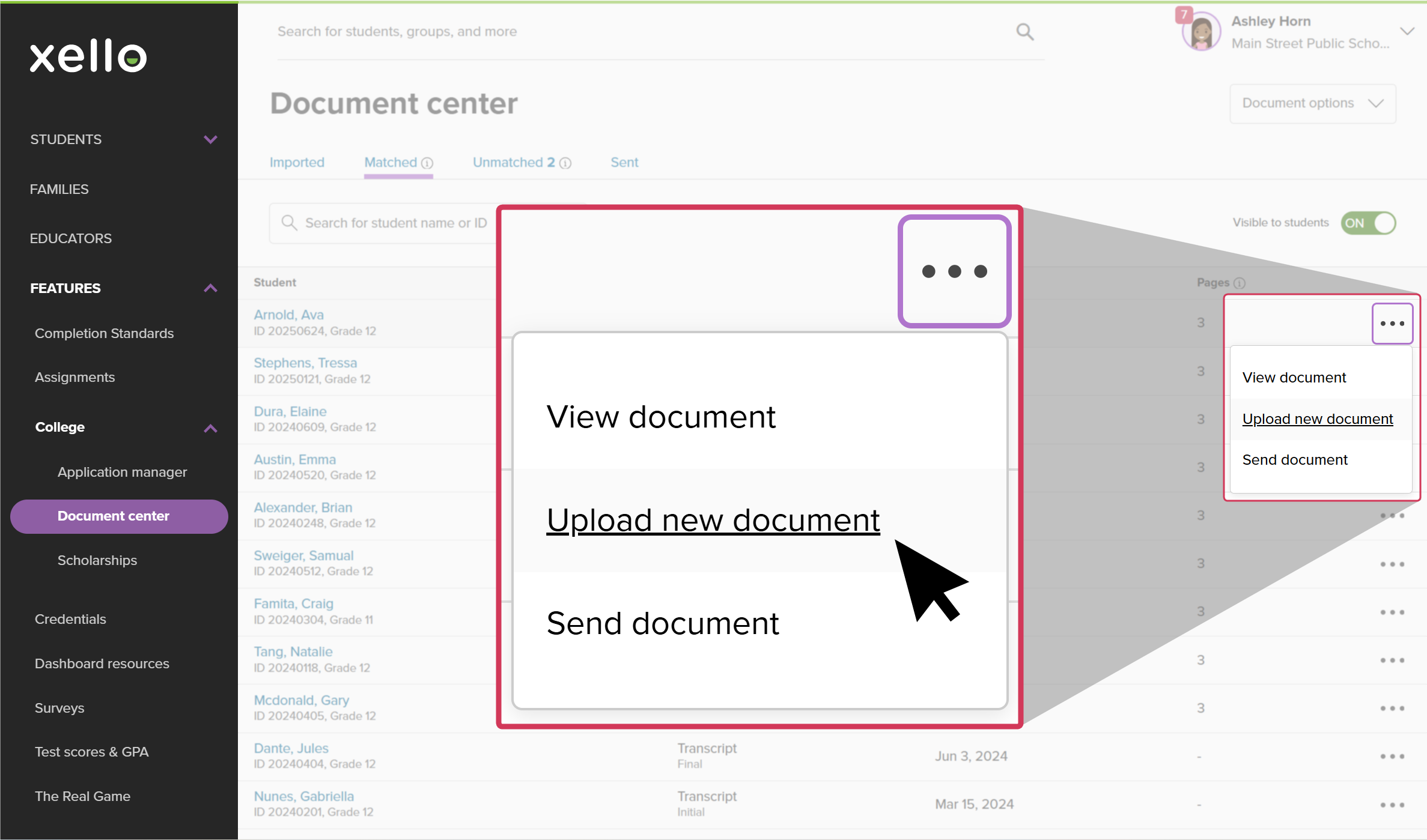 Import a new version of a transcript