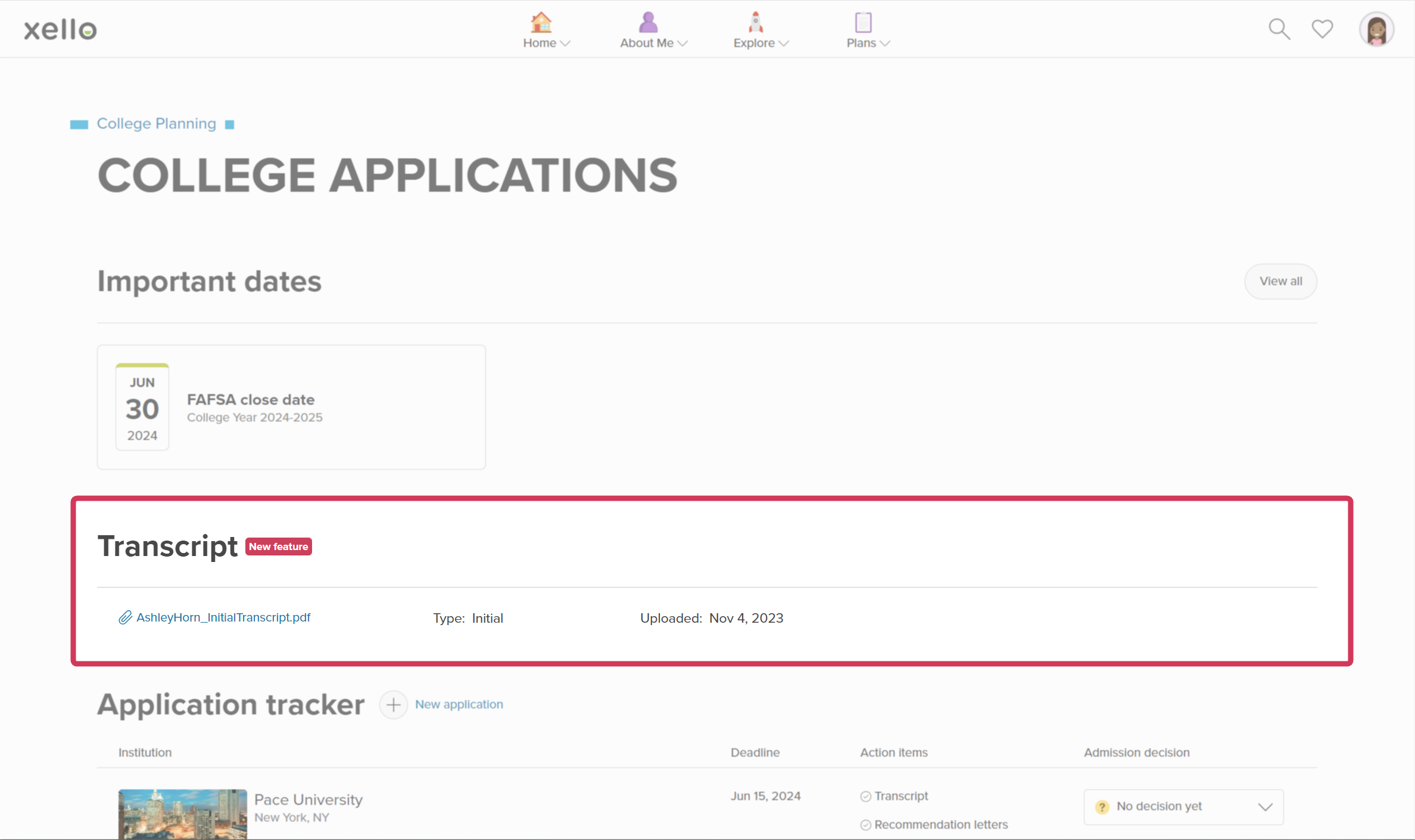 How students view an unofficial transcript