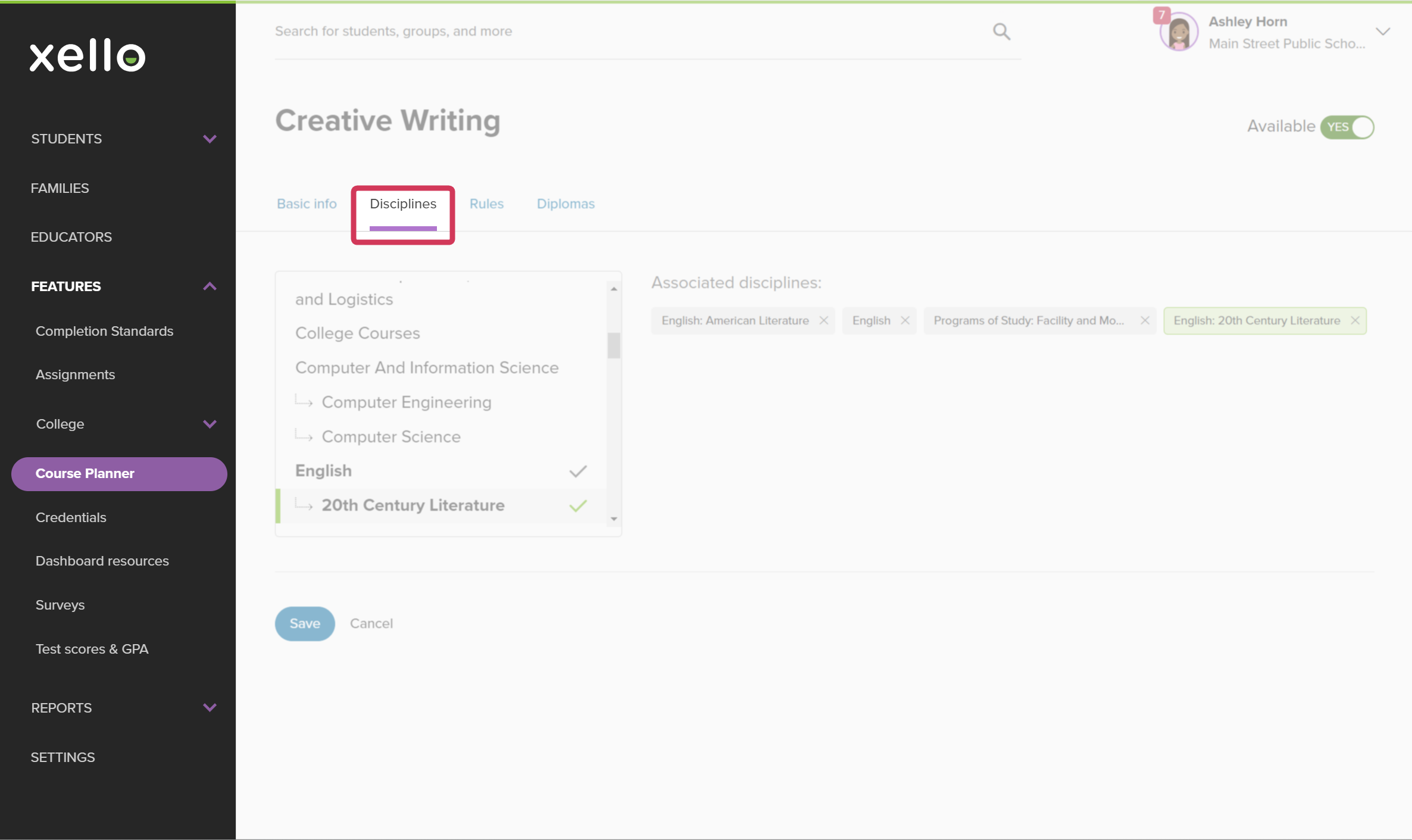 Add and edit courses