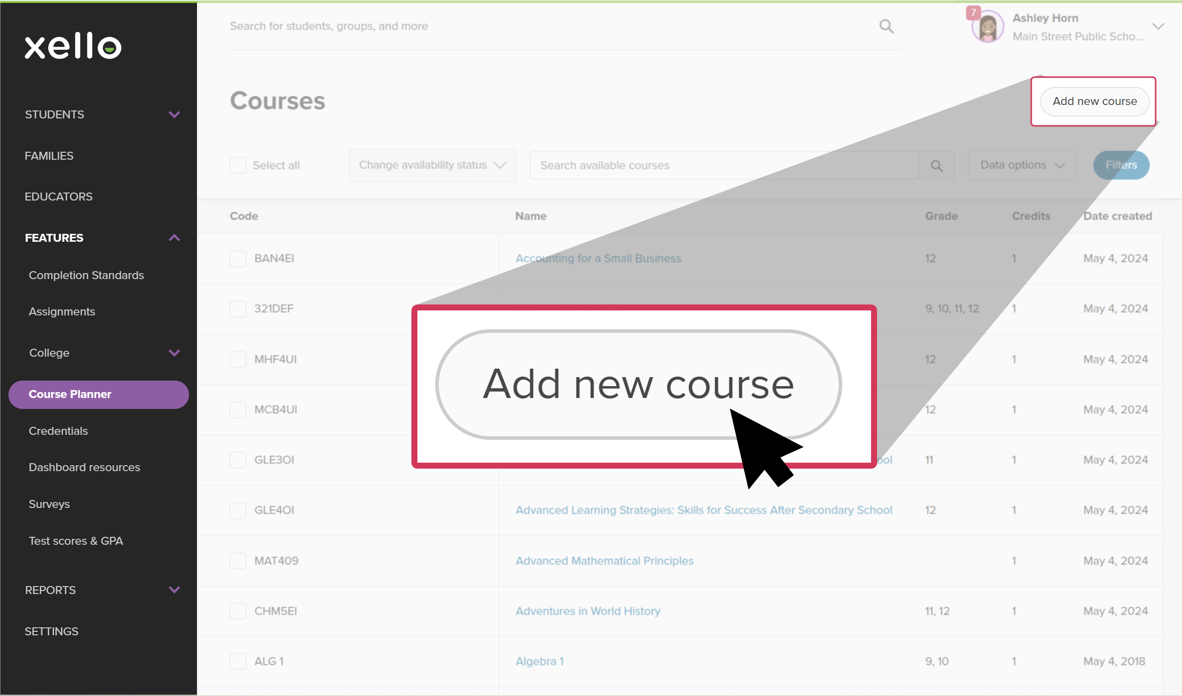 Add and edit courses
