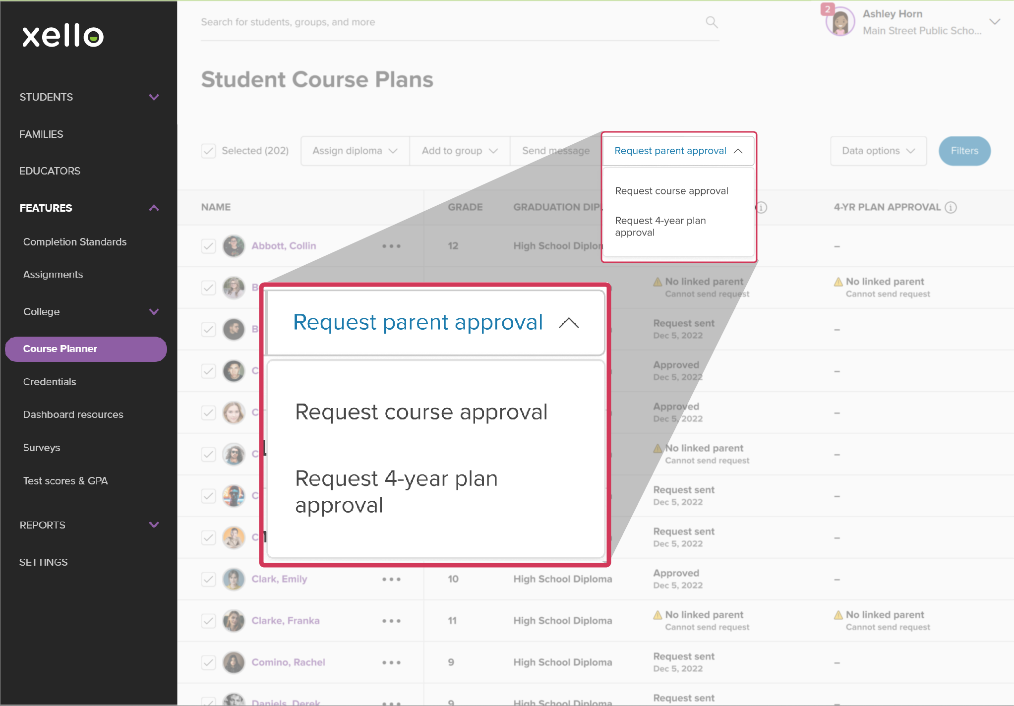 Course Planner parent/guardian approval