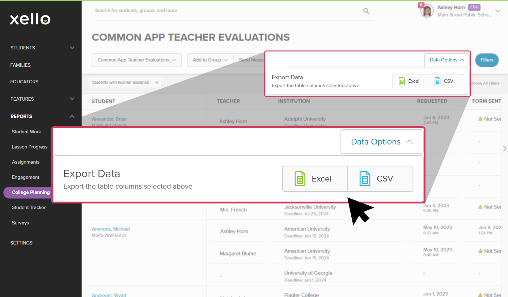Run reports on Common App teacher evaluations