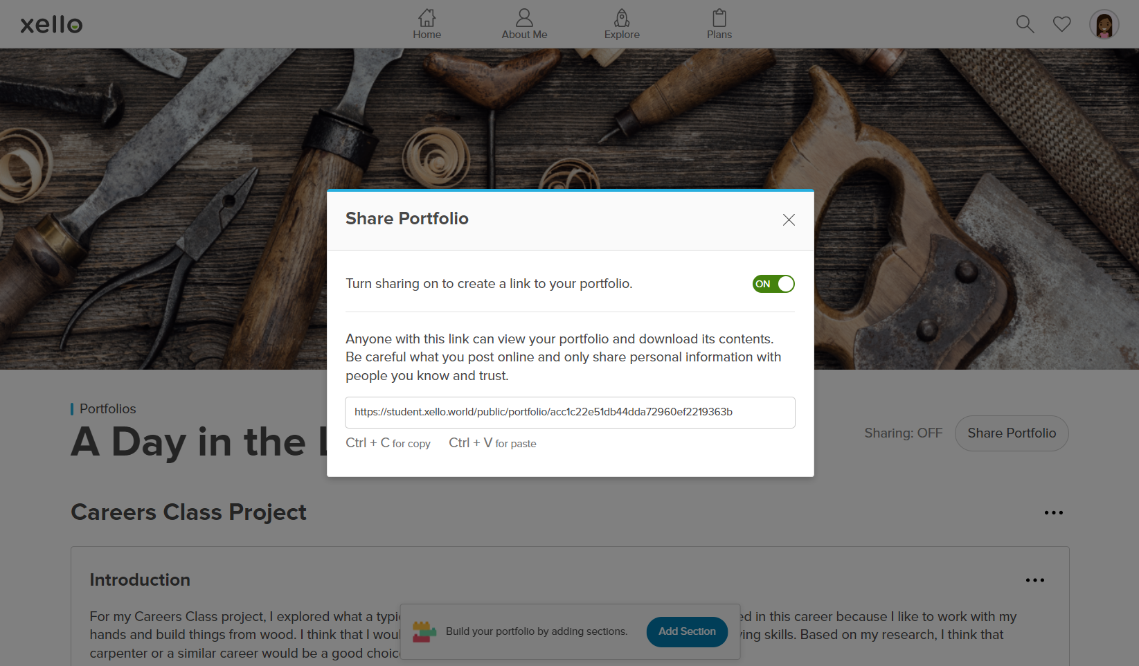 Students and Portfolios in Xello