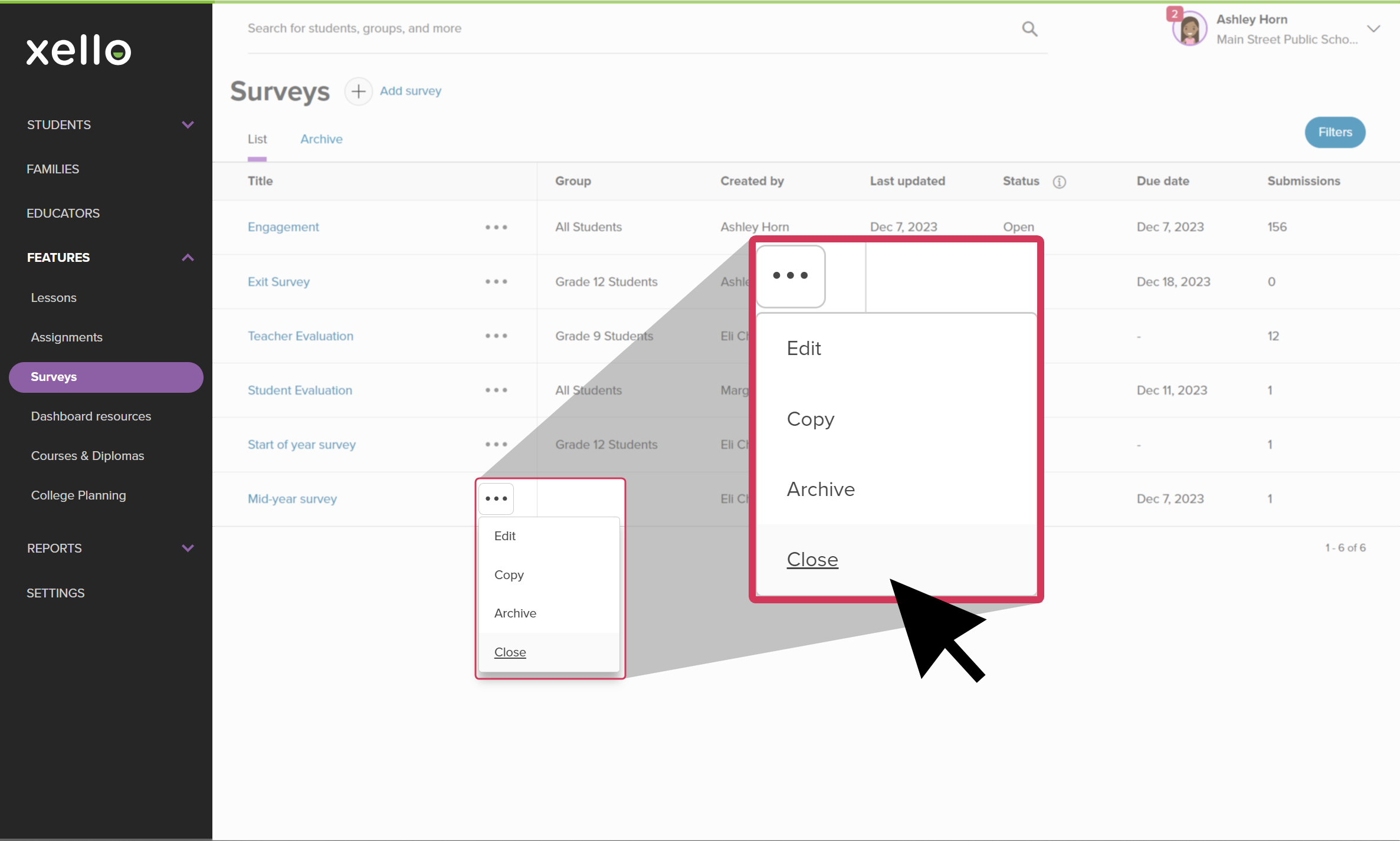 Create and edit a survey in Xello