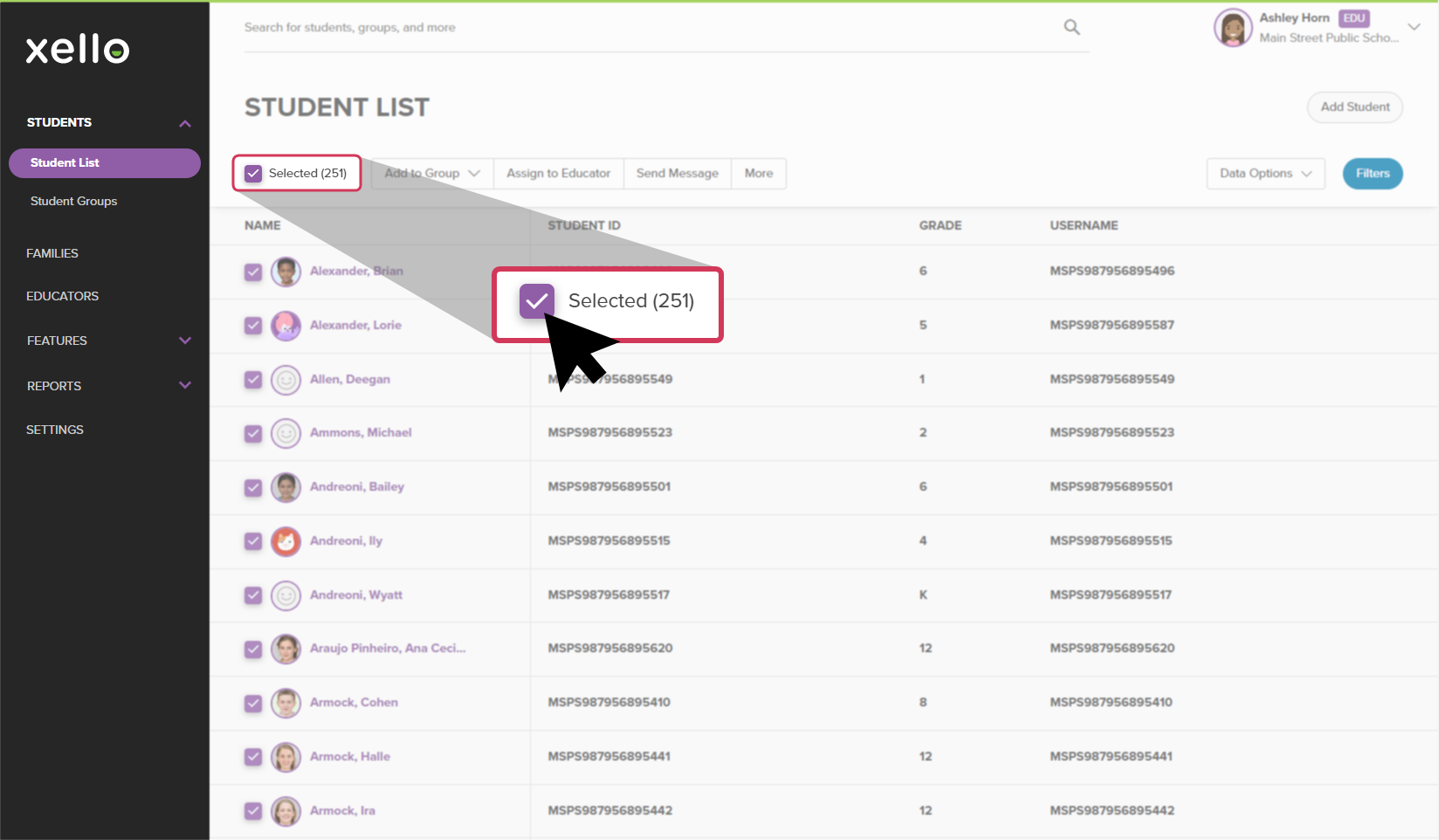 Mass export and print student profiles